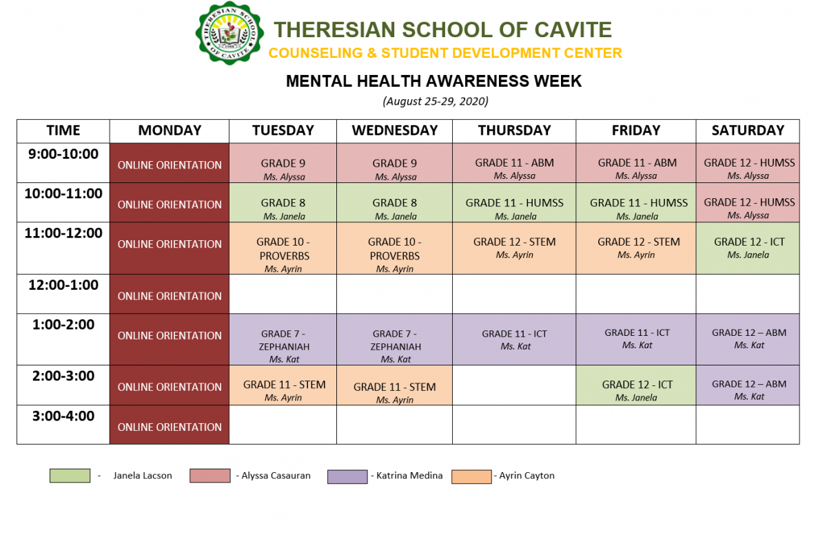 TSC Mental Health Awareness Week – THERESIAN SCHOOL OF CAVITE INC.
