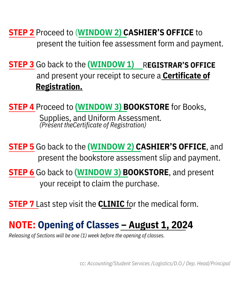 Enrollment Procedure | Theresian School of Cavite