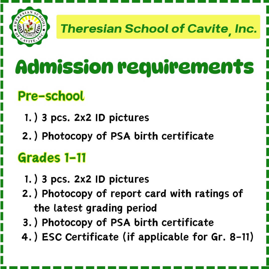 Admissions | Join Theresian School of Cavite