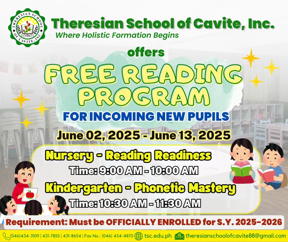Free Reading Program for incoming new pupils – THERESIAN SCHOOL OF ...